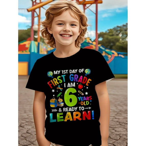 1st Grade Back-to-School Graphic T-Shirt for Boys & Girls - Breathable ...