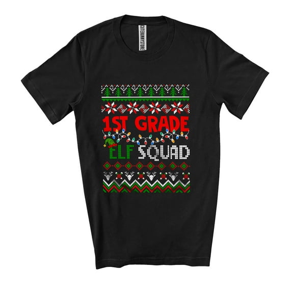 1st Grade Elf Squad; Amazing Christmas Sweater X-mas Lights; Students ...