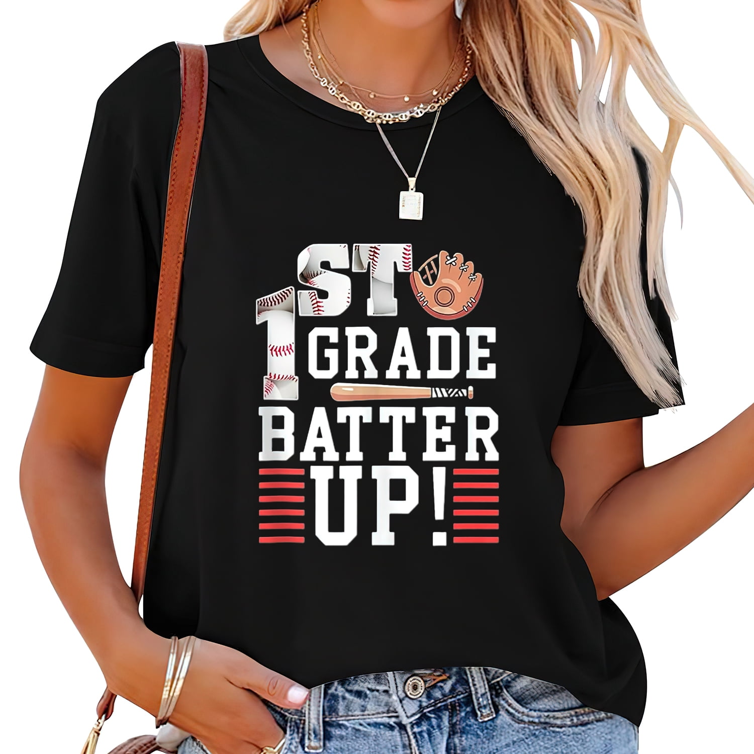 1st Grade First Day of School 1st Grade Batter Up Cute Women's Graphic ...