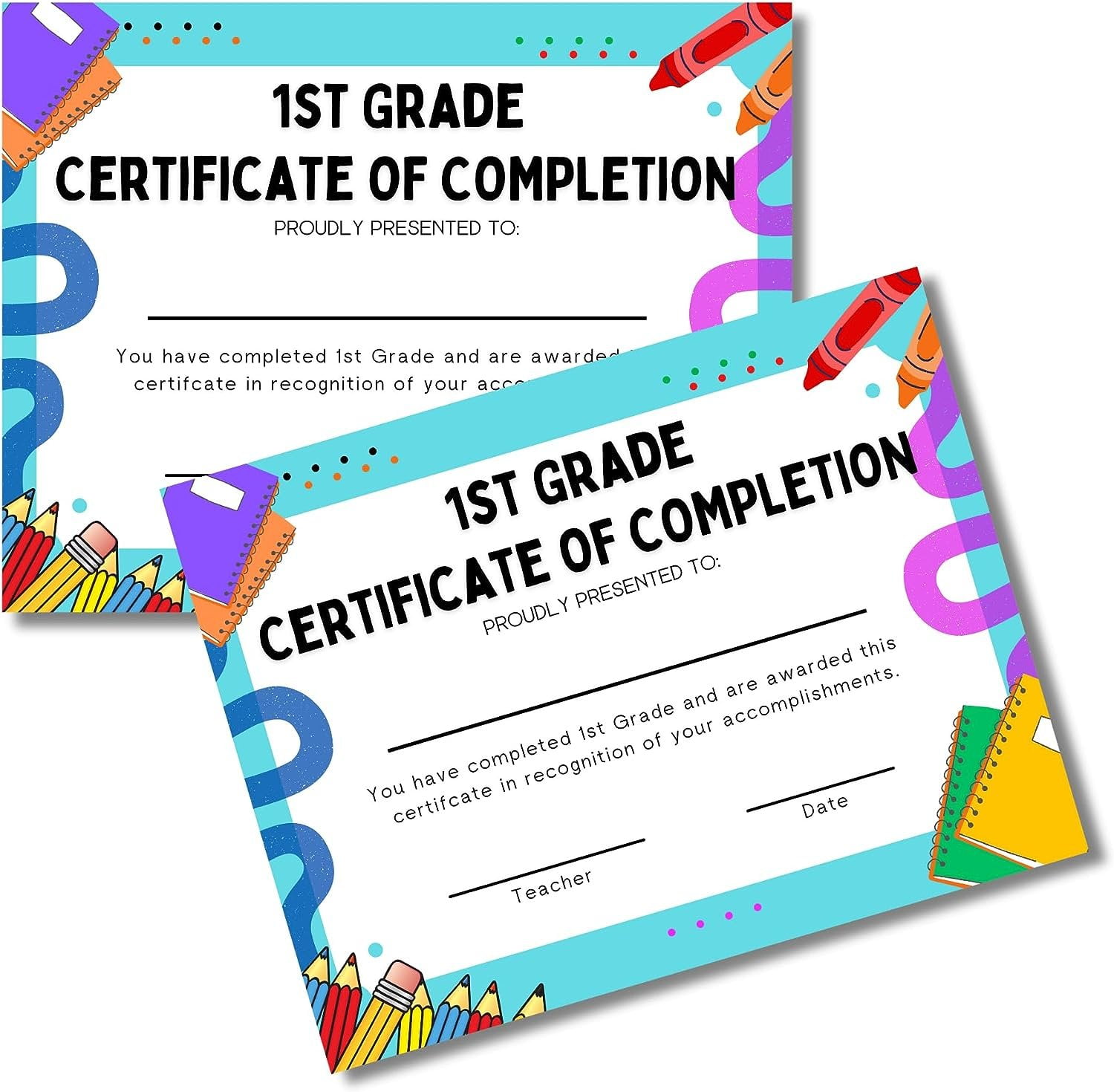 1st Grade Graduation Certificate of Completion 50 pk 8.5 x 11 for ...