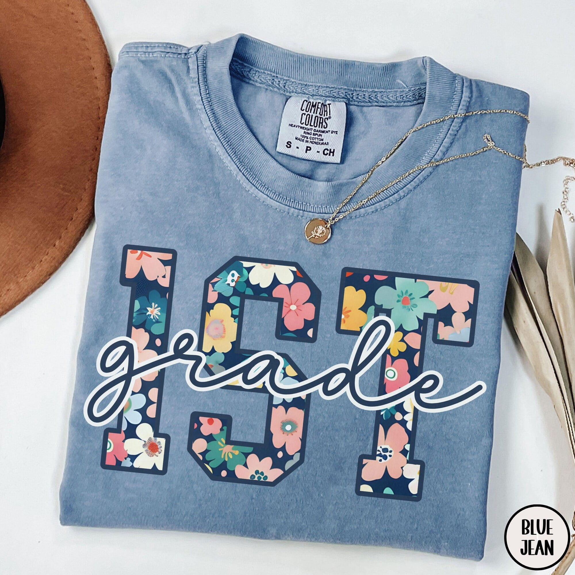 1st Grade Teacher Shirt Floral First Grade Teacher TShirt Back to ...