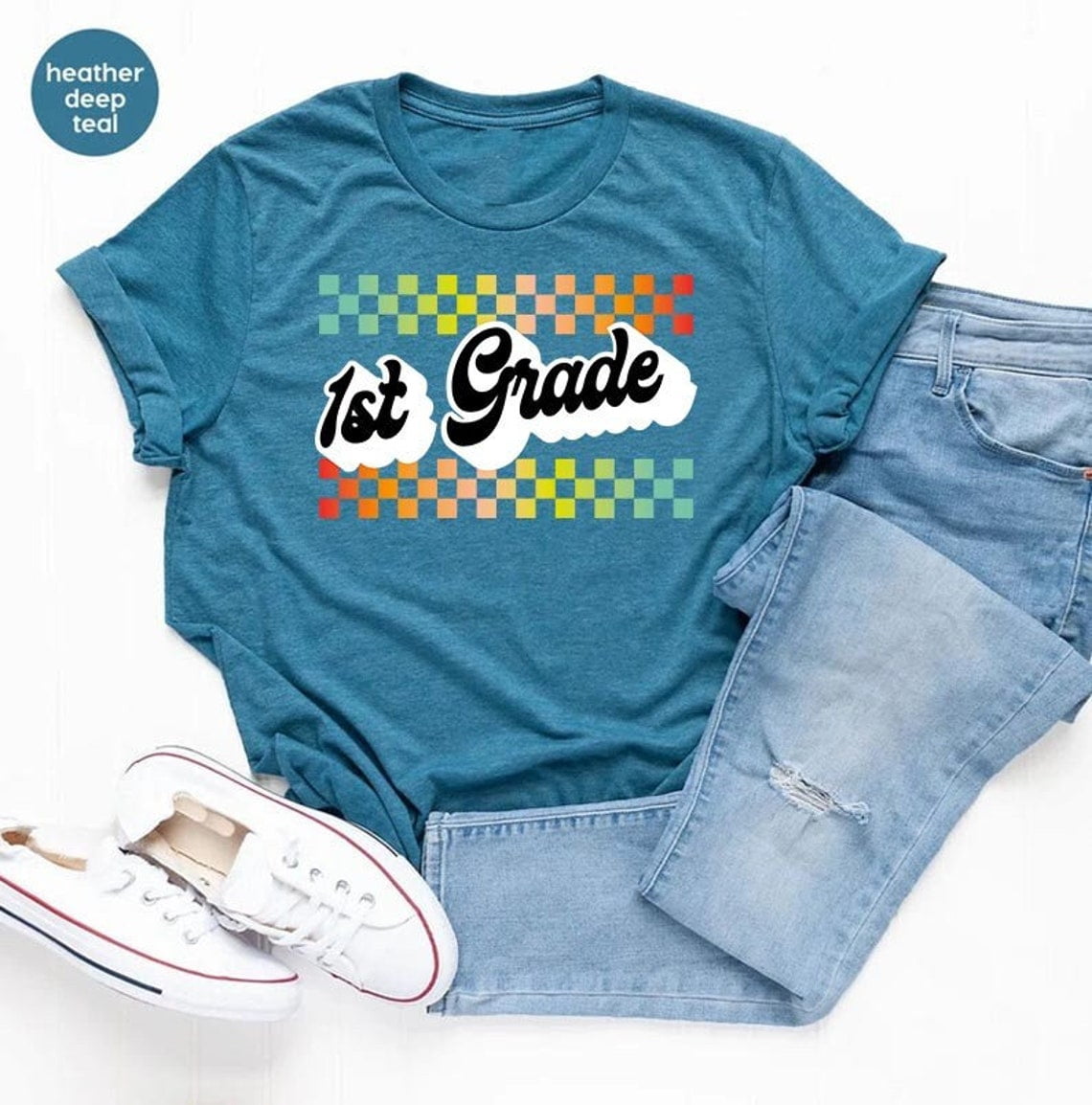 1st Grade Tshirt, Checkered First Grade Shirt, 1st Grade Teacher Outfit ...