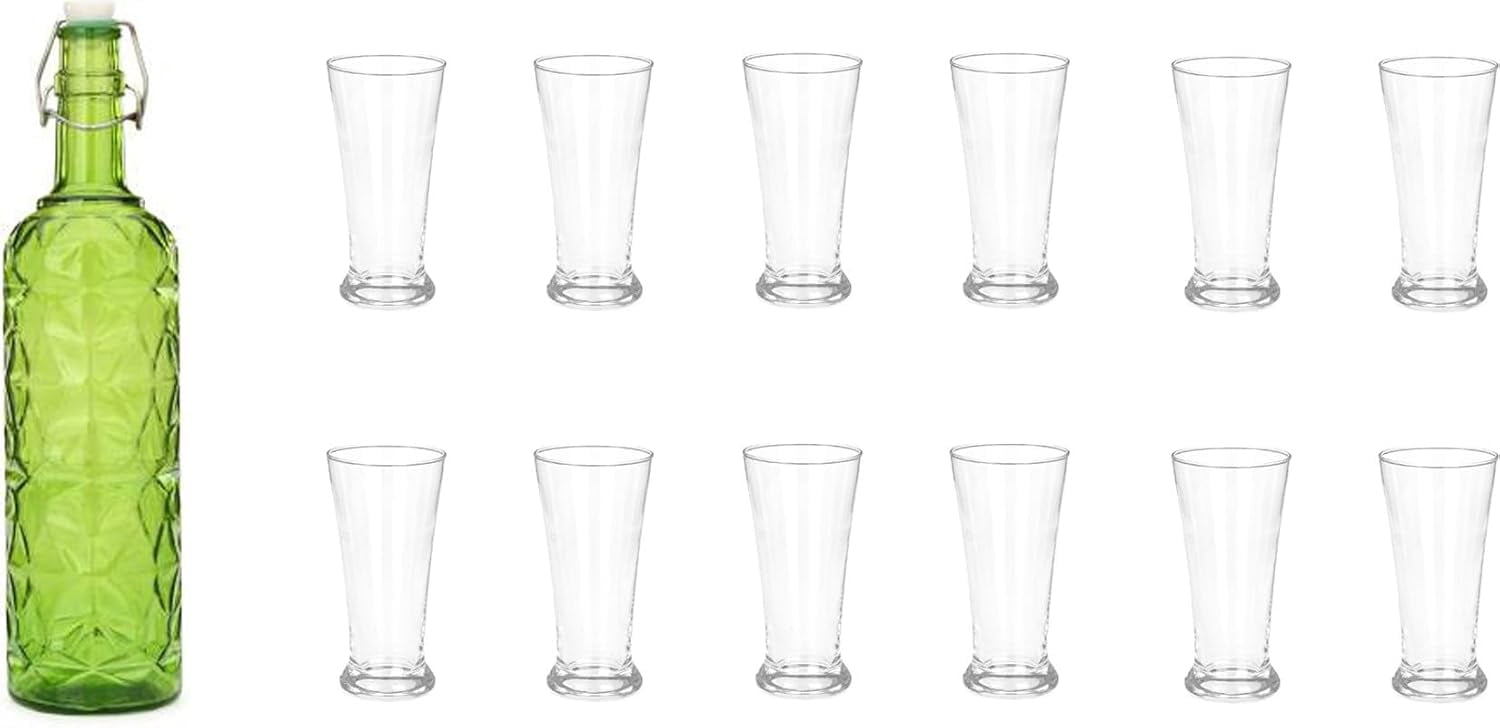 1st Time Exquisite 13 Piece Beverage Glass Serving Set with Featuring ...