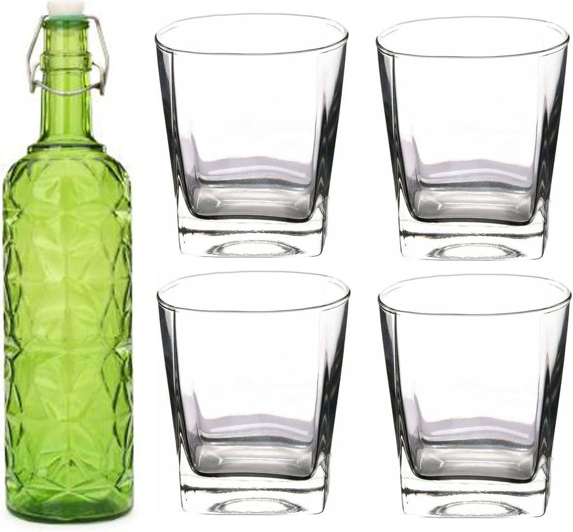 1st Time Exquisite 5 Piece Beverage Glass Serving Set with Featuring ...