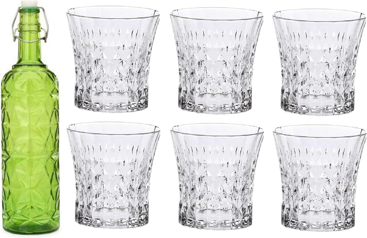 1st Time Exquisite 7 Piece Beverage Glass Serving Set with Featuring ...
