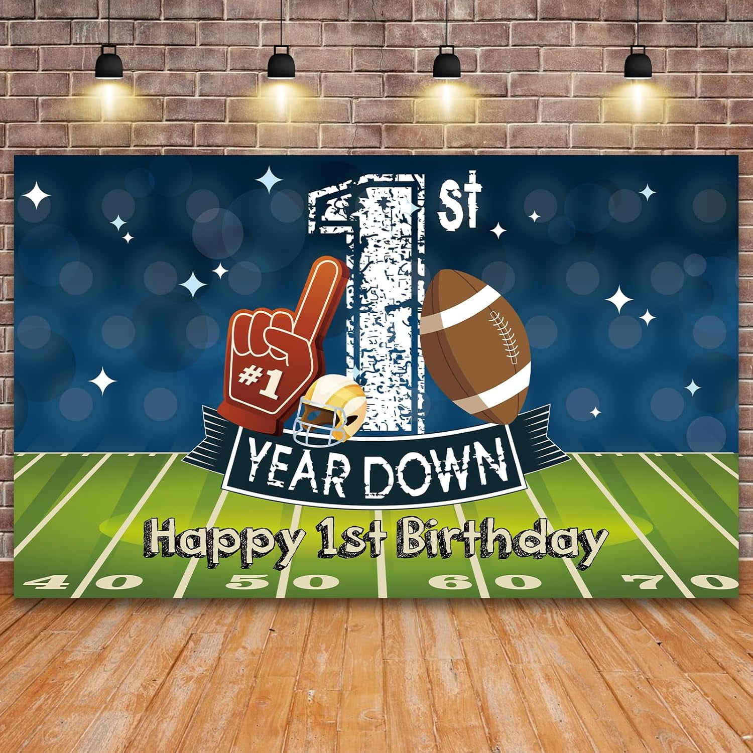 1st Year Down Backdrop Football Themed 1st Birthday Background Baby ...