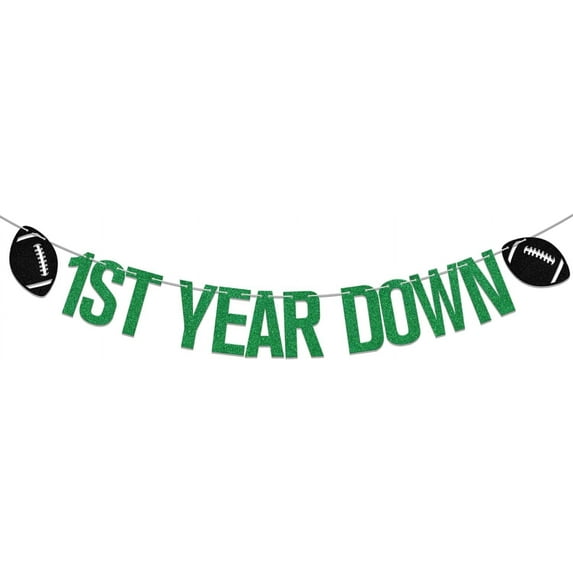 1st Year Down Banner - 1st Year Down Birthday Decorations - Football ...