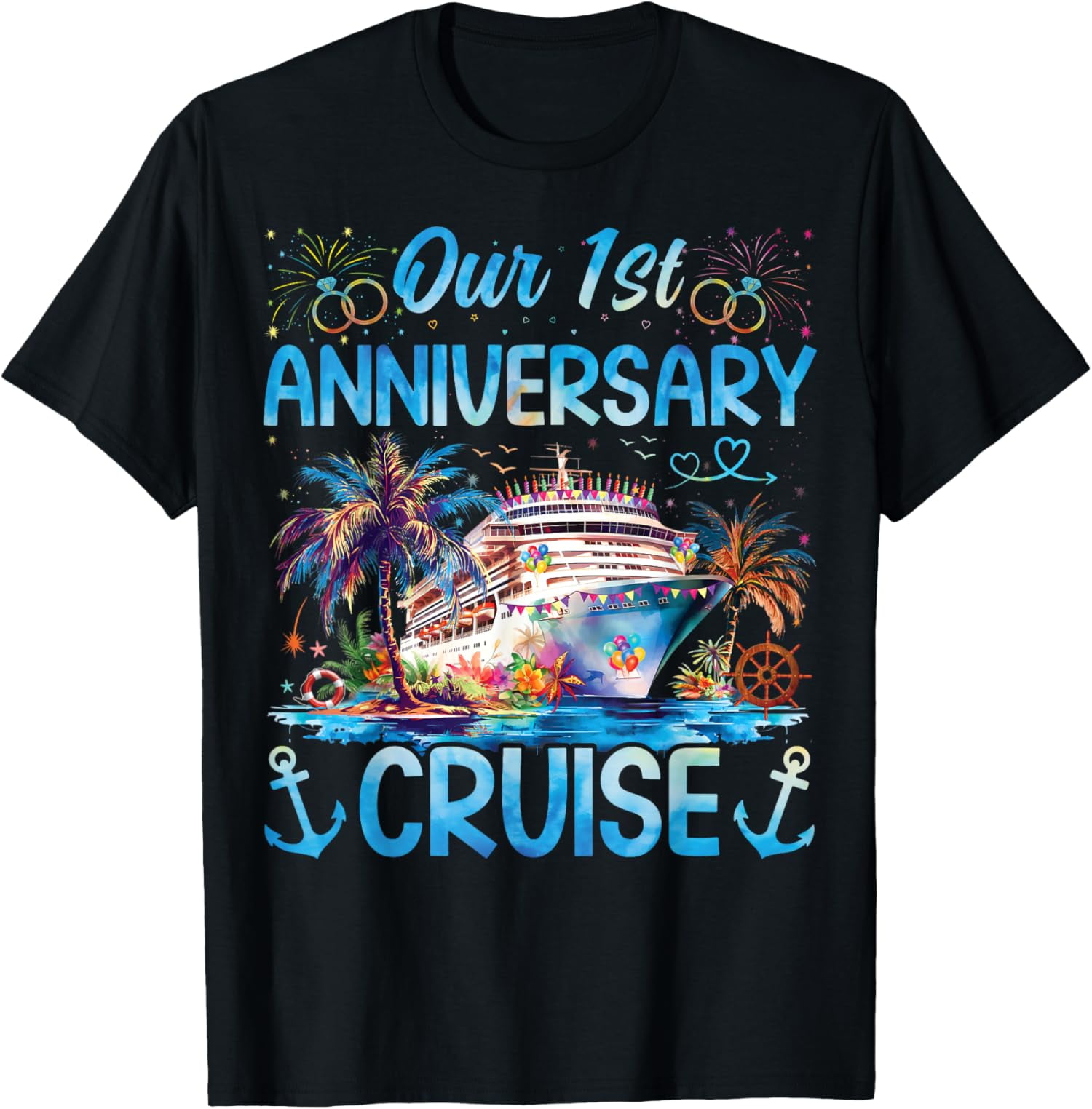 1st Year Husband and Wife Couples Our 1st Anniversary Cruise T-Shirt ...