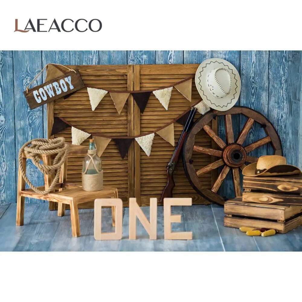 1st birthday Backdrop For Photography West Cowboy Hat Reins Board Gun ...