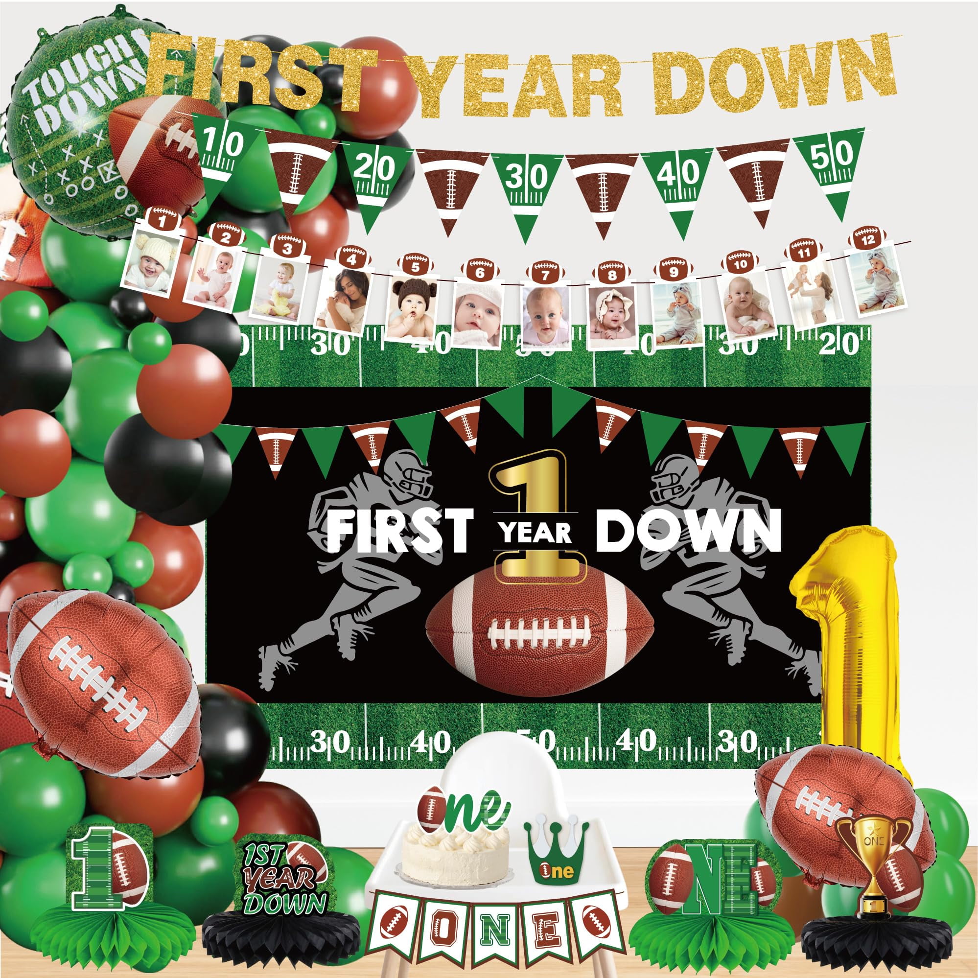 1st birthday decorations boy, First Year Down Football Birthday Party ...