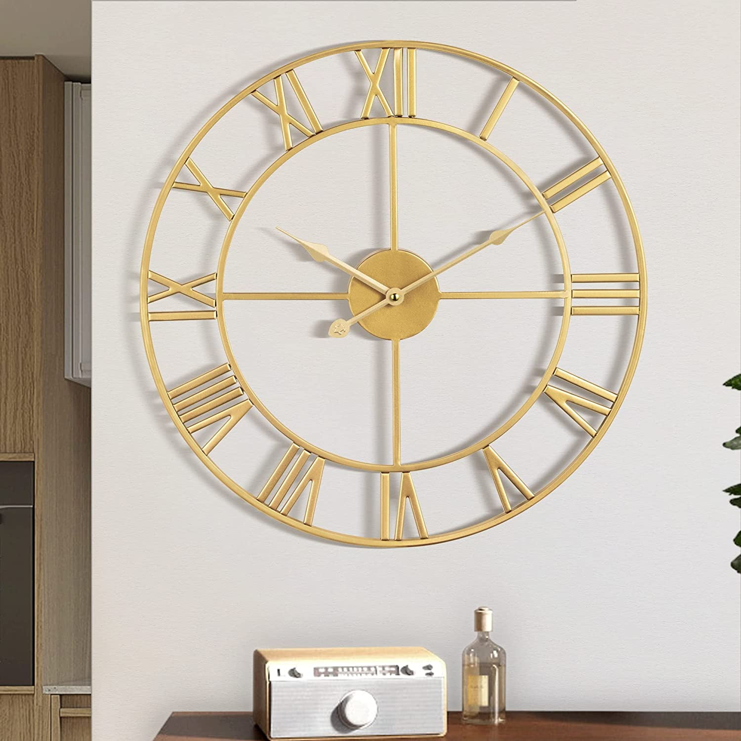 1st owned Large Wall Clock Metal Retro Roman Numeral Clock, Modern Round Wall Clocks Almost ...