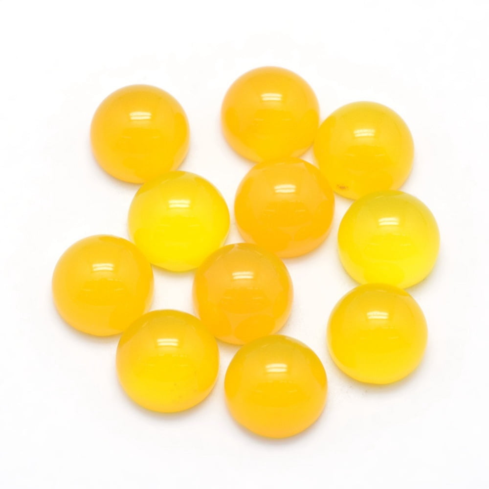 1strand 10pcs Natural Yellow Agate Cabochons Half Round 8x3.5~4mm ...