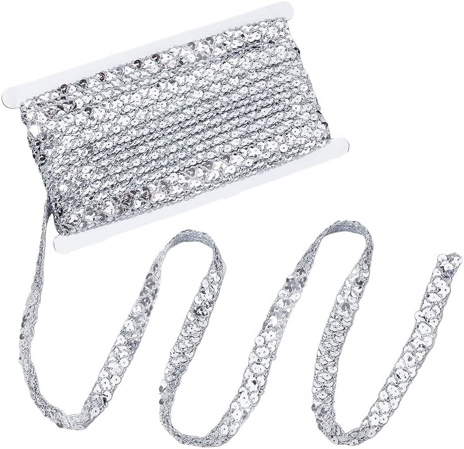 1strand 14.22 Yards(13m)/Strand Silver Sequins Ribbon Glitter Sewing ...