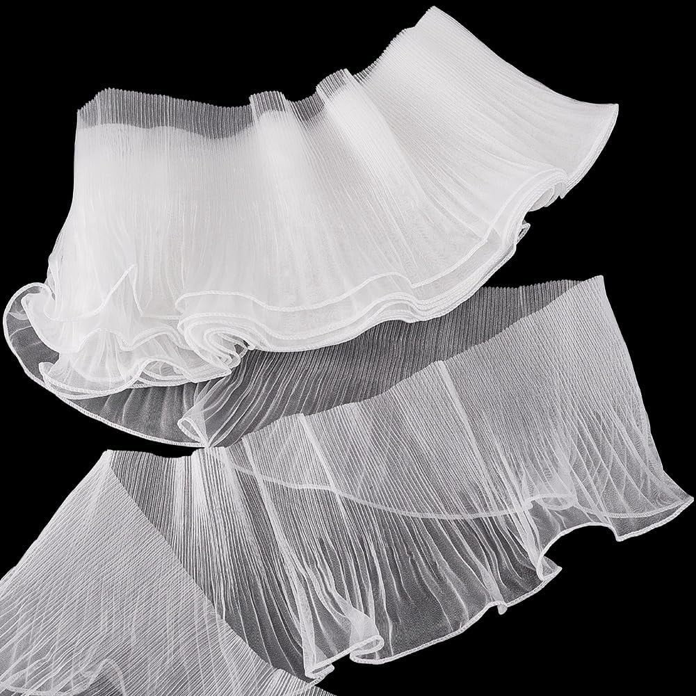 1strand 7 Yards Ruffled Lace Trim Organza Sewing Lace Trim Fabric ...