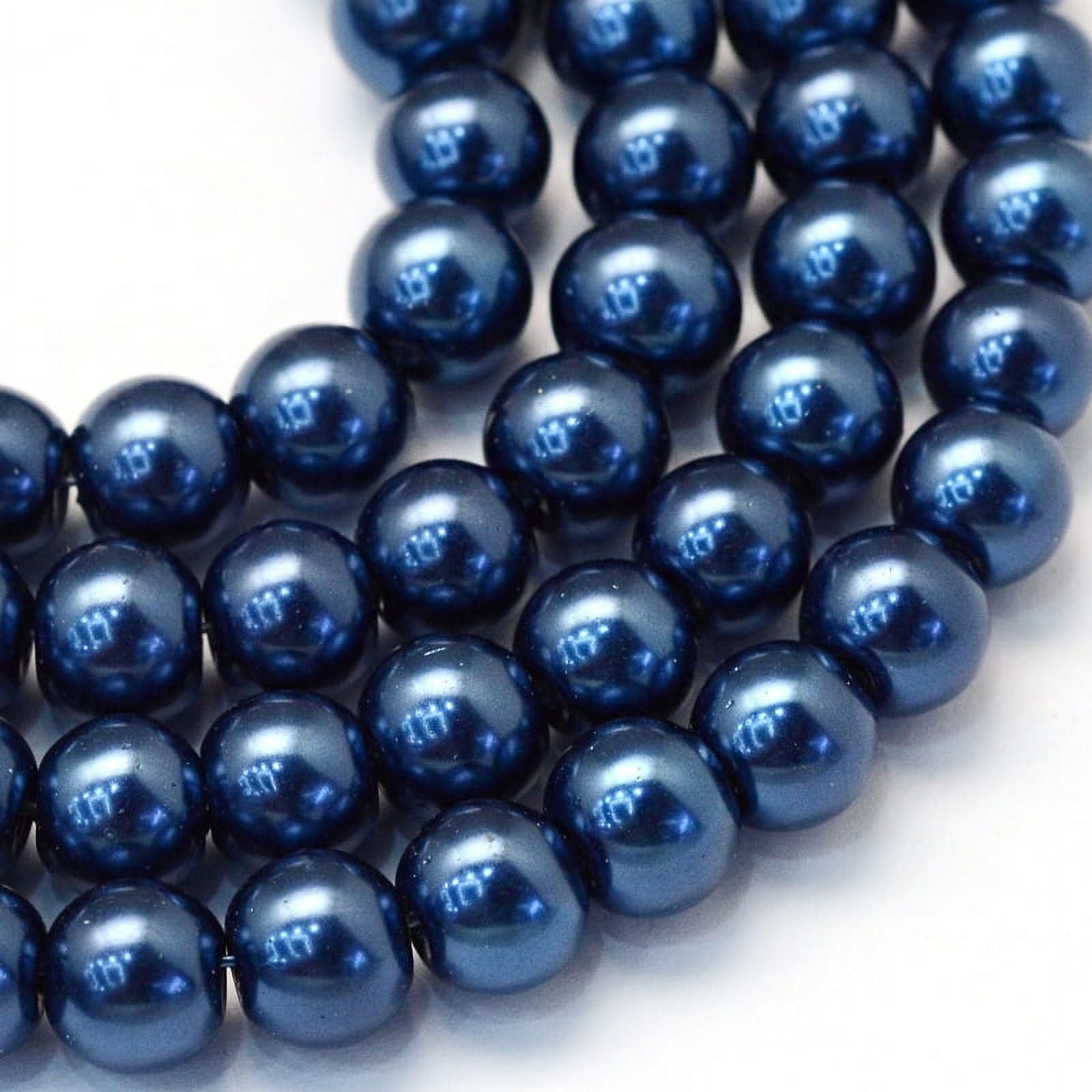 1strand Baking Painted Pearlized Glass Pearl Round Bead Strands Marine ...