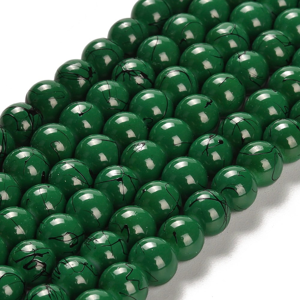 1strand Drawbench Glass Beads Strands Round Green 8mm Hole: 1.3~1.6mm ...