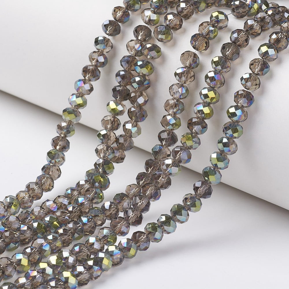 1strand Electroplate Transparent Glass Beads Strands Half Green Plated ...