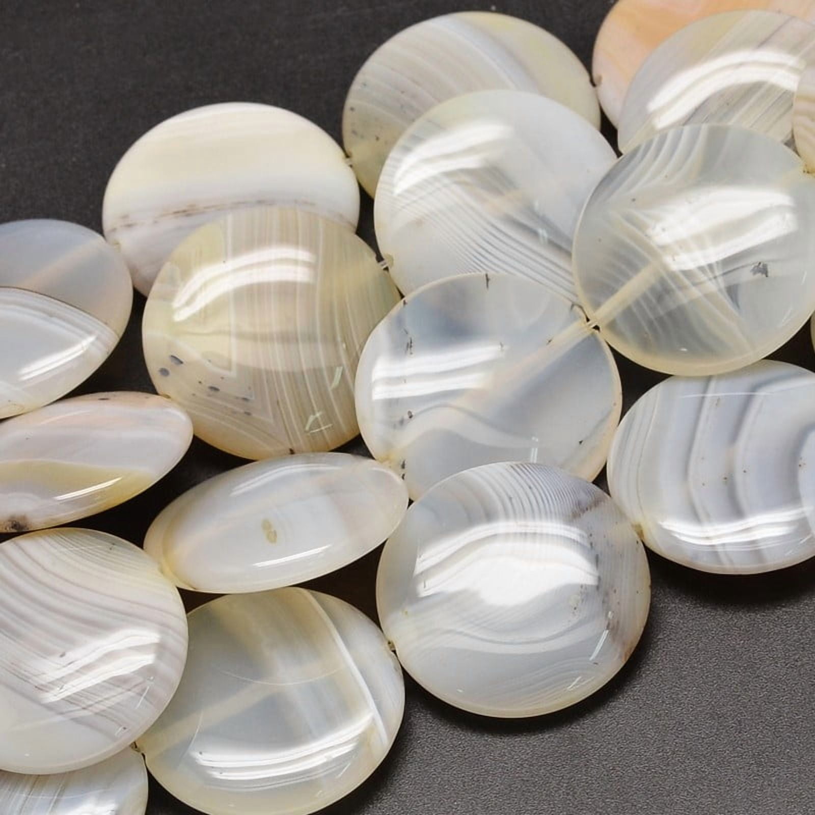 1strand Flat Round Natural Dendritic Agate Bead Strands 30x7mm Hole: 1 ...