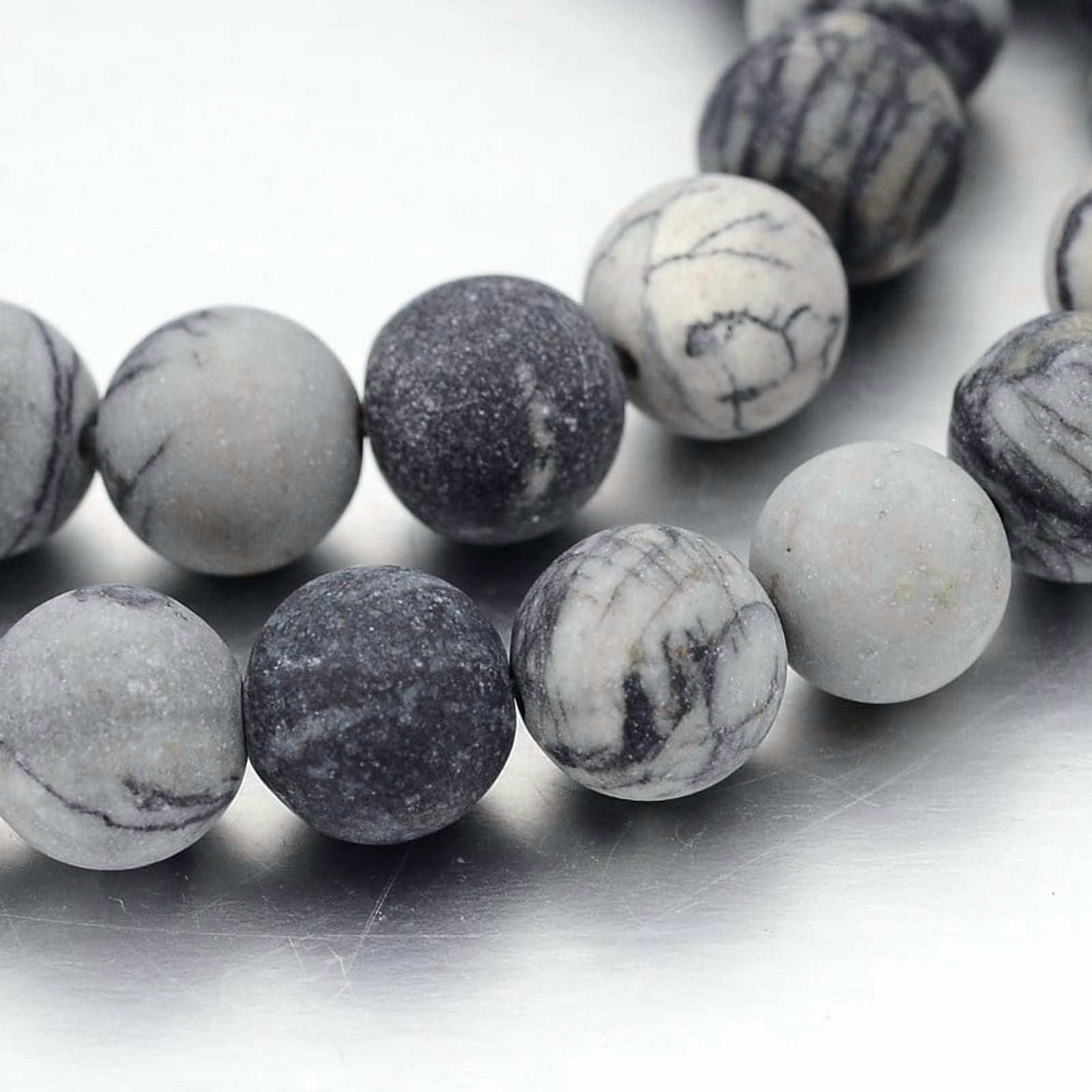 1strand Frosted Round Natural Black Silk Stone/Netstone Bead Strands ...