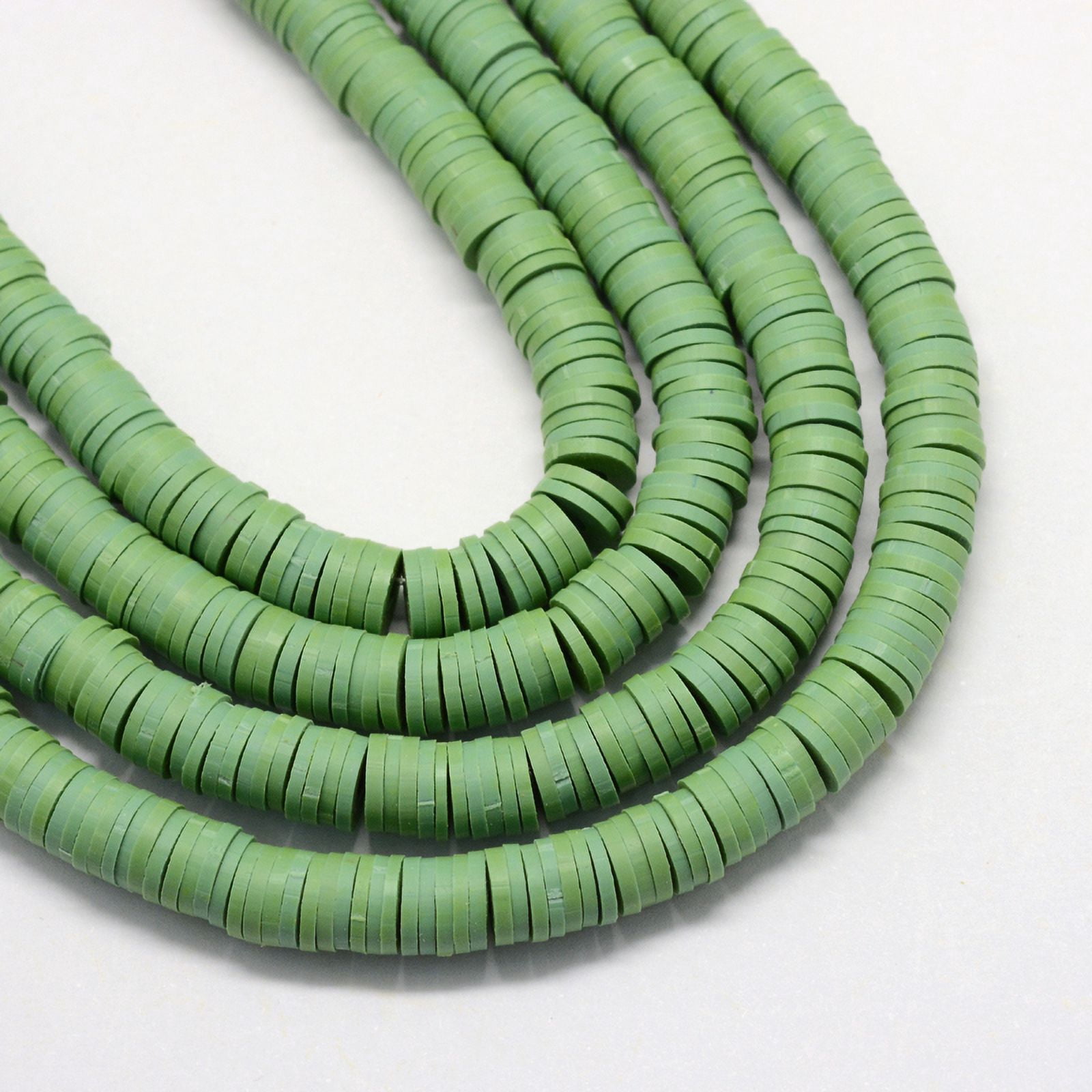1strand Handmade Polymer Clay Beads Disc/Flat Round Heishi Beads Dark ...