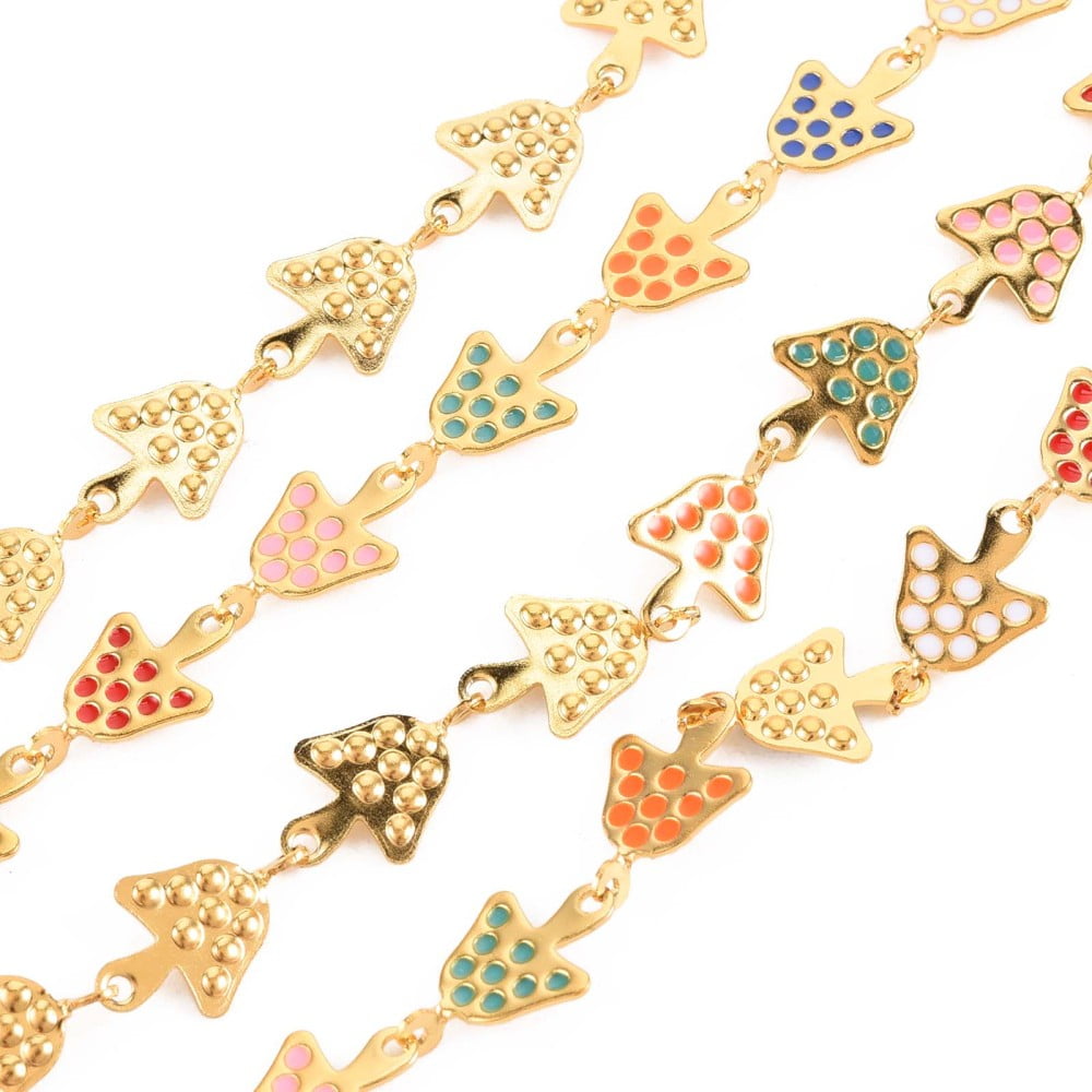 1strand Ion Plating(IP) Autumn Theme 304 Stainless Steel Mushroom Link ...