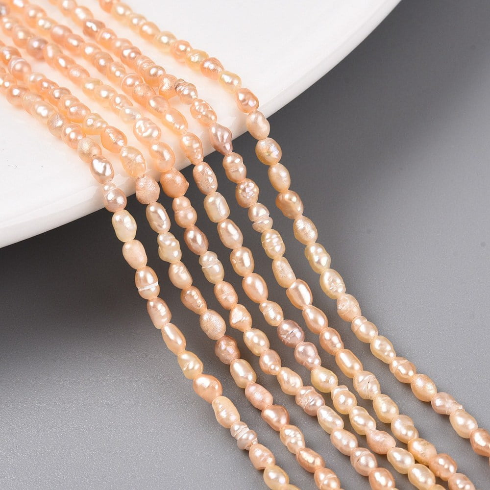 1strand Natural Cultured Freshwater Pearl Beads Strands Rice PeachPuff ...