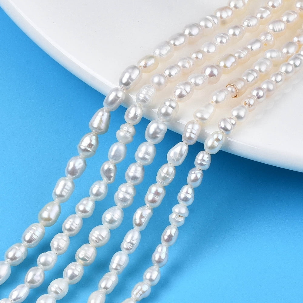 1strand Natural Cultured Freshwater Pearl Beads Strands Rice Seashell ...