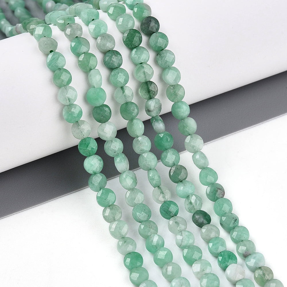 1strand Natural Emerald Beads Strands Flat Faceted Round 3.5x4x2.5mm ...