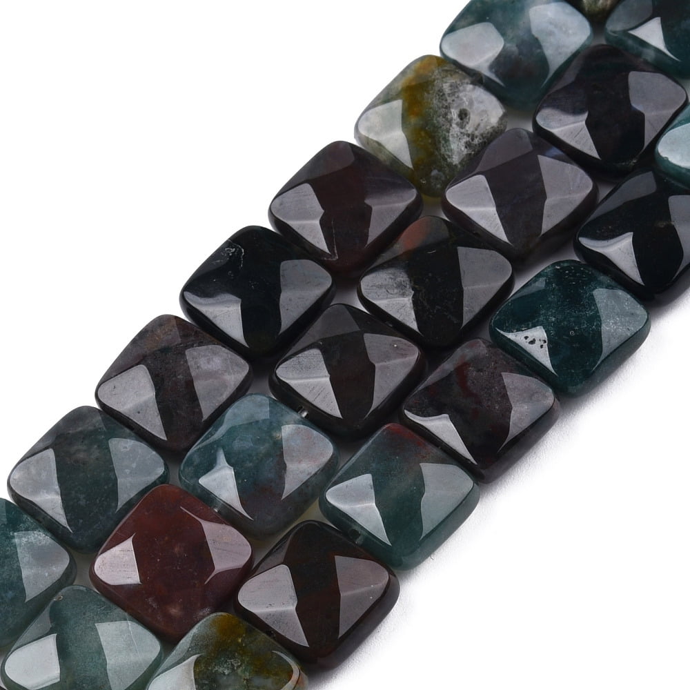 1strand Natural Indian Agate Beads Strands Faceted Square 12x12x4.5~5mm ...