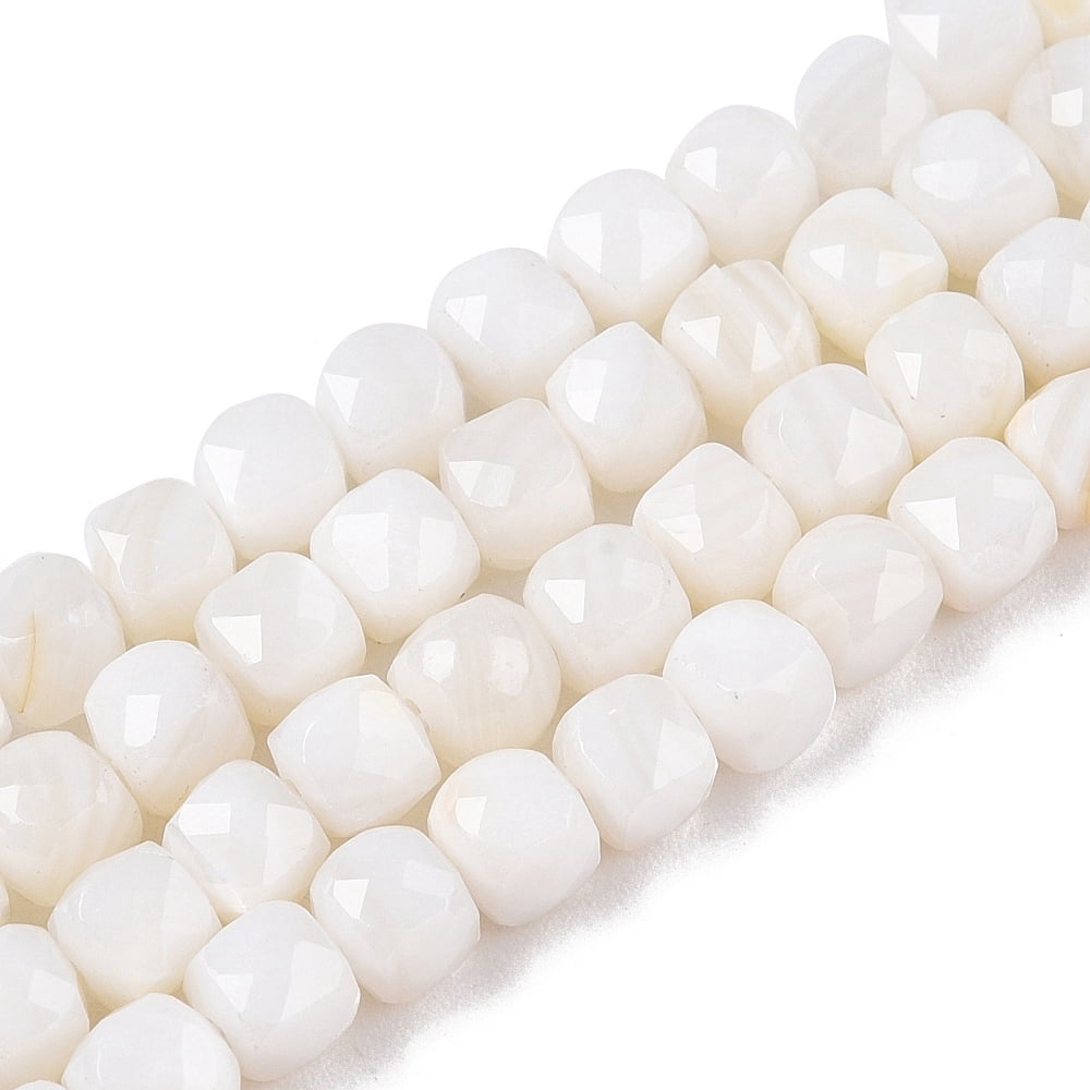 1strand Natural White Shell Beads Strands Faceted Cube 4~5x4~5x4~5mm ...