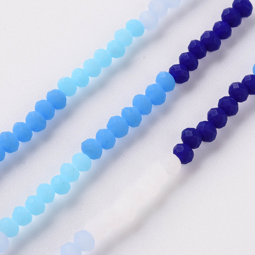 1strand Opaque 7 colors Frosted Glass Beads Strands Faceted Rondelle ...