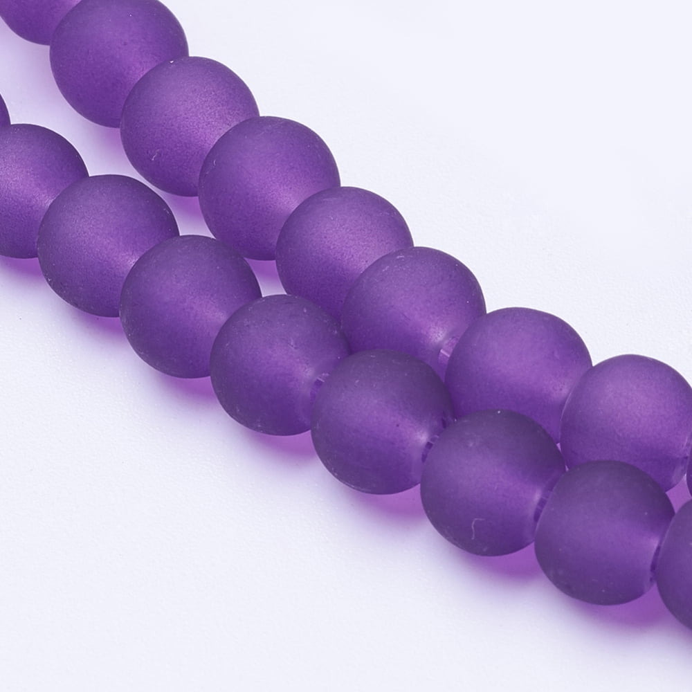 1strand Purple Frosted Round Transparent Glass Bead Strands 6mm Hole: 1 ...