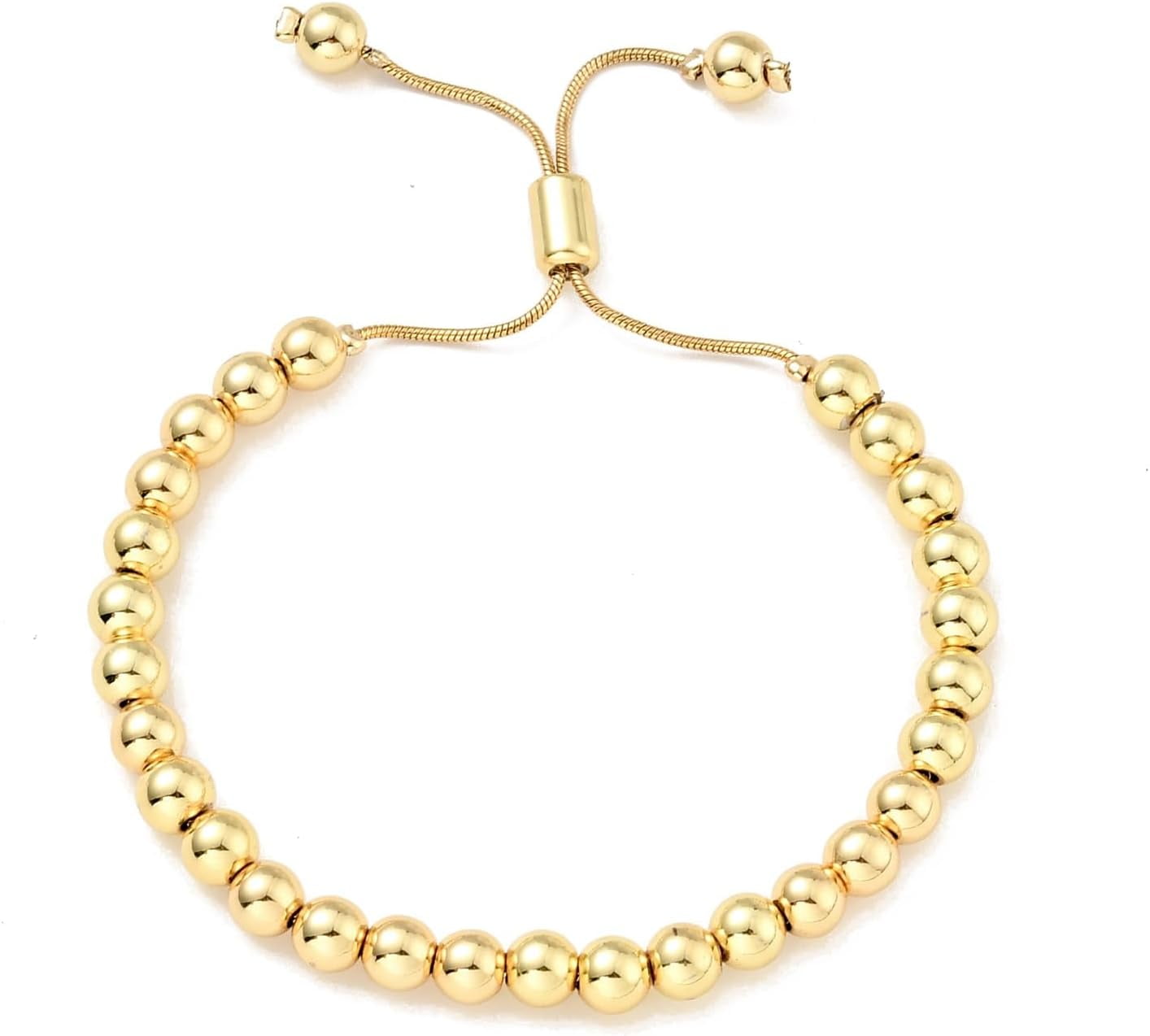 1strand Rack Plating Brass Round Beaded Slider Bracelet for Women Lead ...