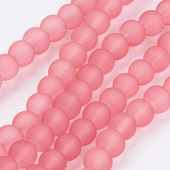 1strand Transparent Glass Bead Strands Frosted Round Salmon 6mm Hole: 1.3~1.6mm about 140pcs ...