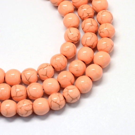 1strand Turquoise Bead Strands Round Dyed Light Salmon 10x10mm Hole ...