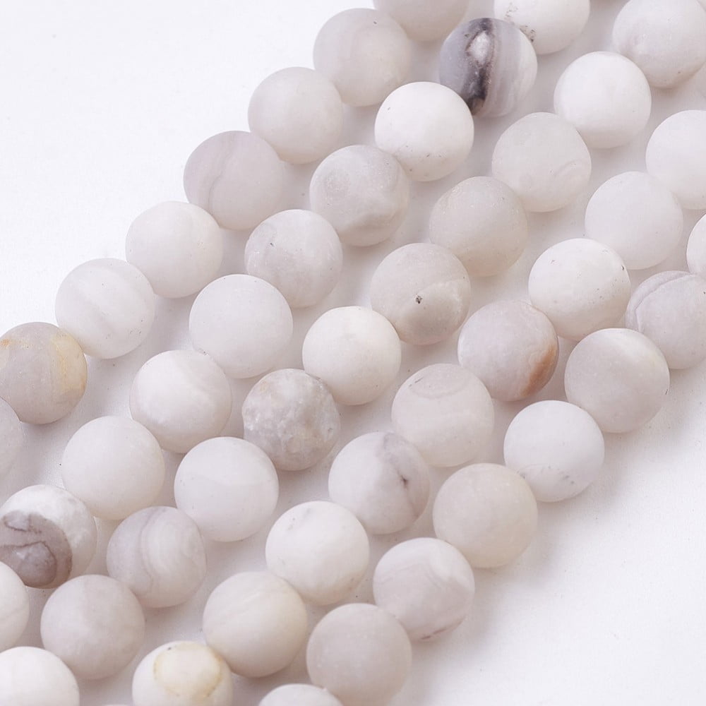 1strand White Agate Bead Strands Frosted Round 6~7mm Hole: 1mm about ...