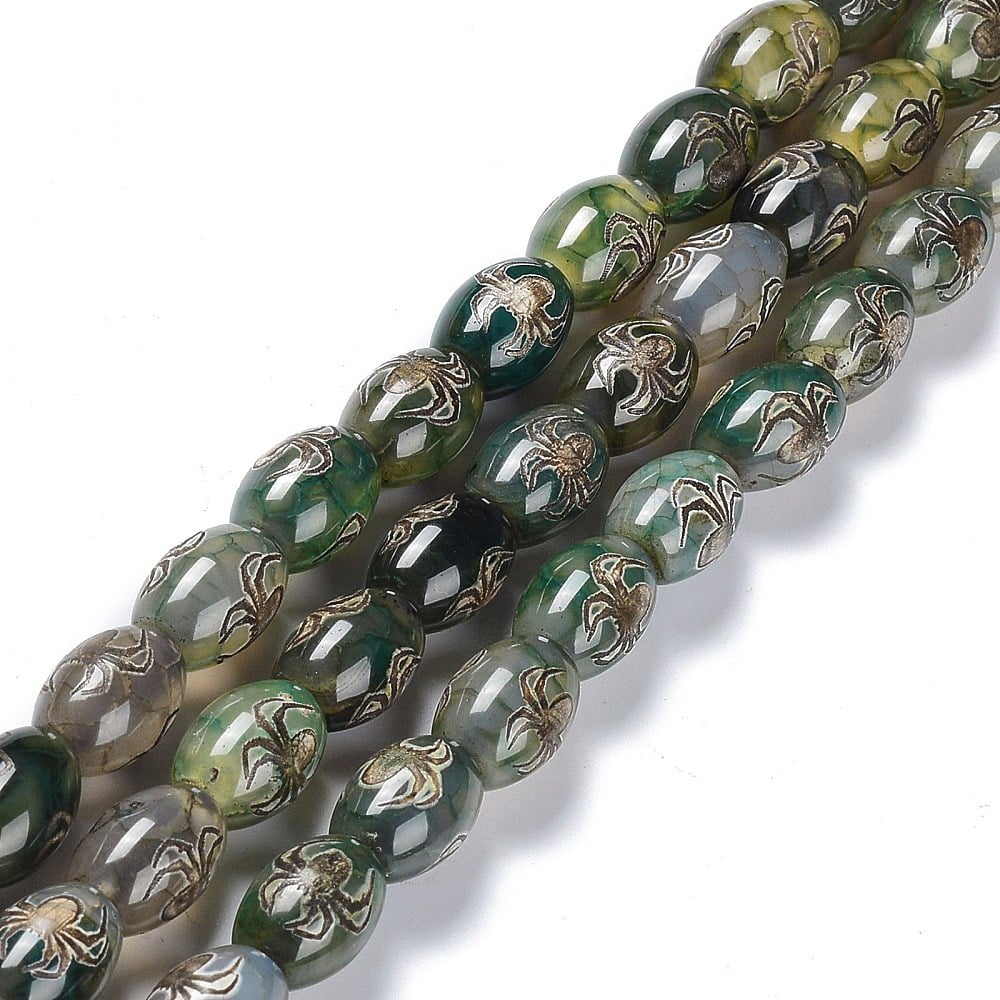 1strand style dZi Beads Strands Agate Beads Dyed & Heated Oval Spider ...