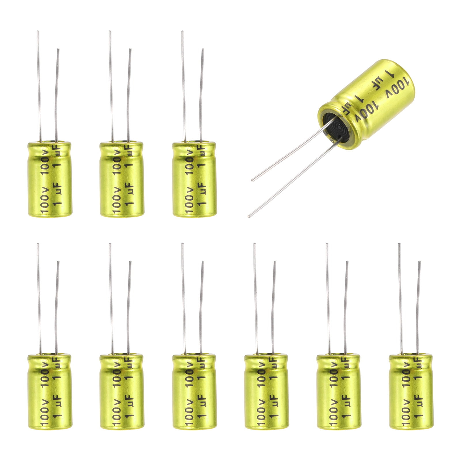 1uF 100V Non-Polarized Electrolytic Capacitor, 10mm x 17mm Aluminum ...