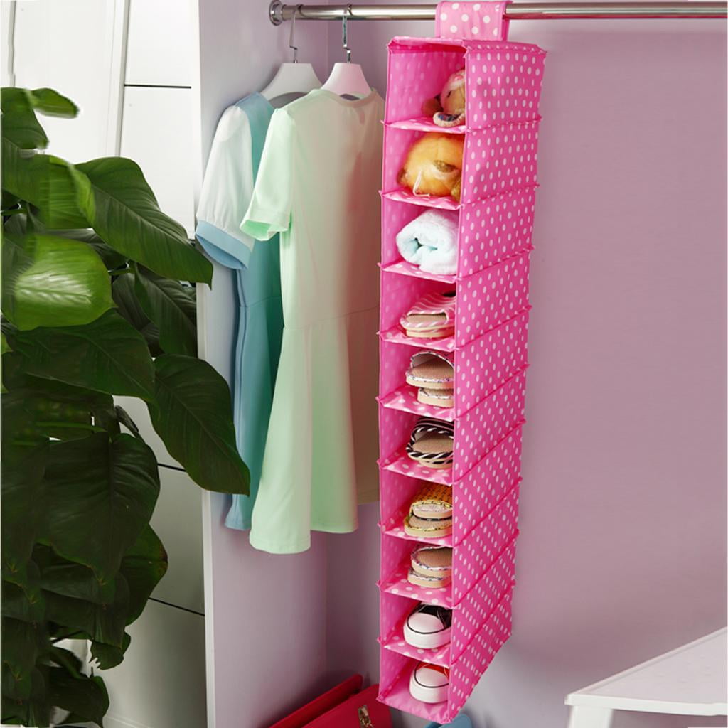 1x 10-shelf Hanging Shelf, Wardrobe Organizer For Bedroom Nursery ...