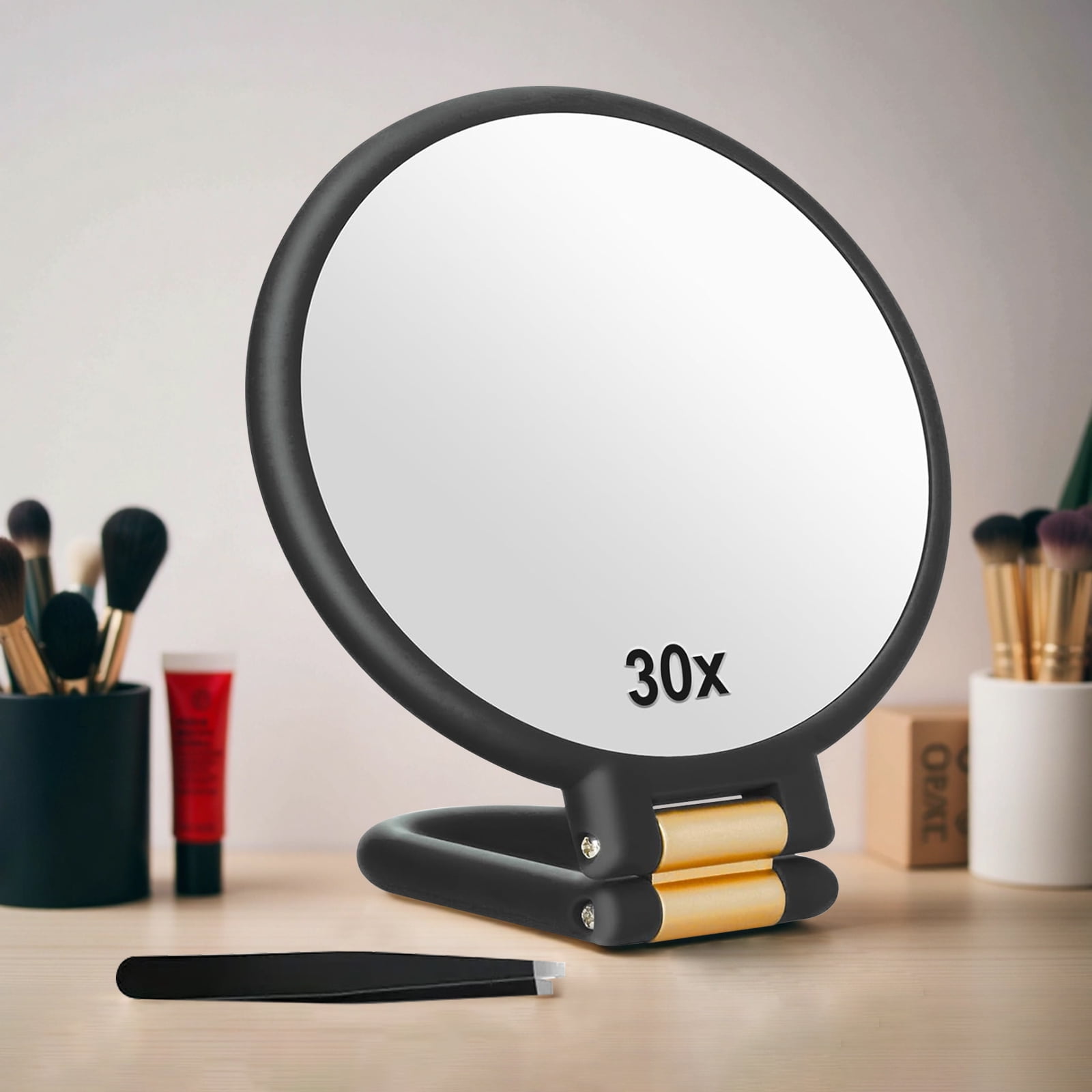 30x Magnifying Mirror, Travel Hand Mirrors with Handle - Double Side ...