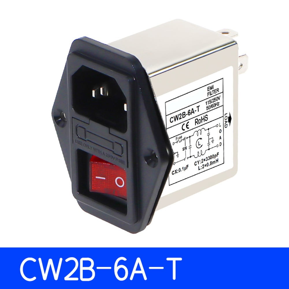 1x 3A 6A 10A CW2B-T CW2C-T IEC Socket type power filter with light safety switch - Walmart.com