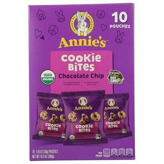 1x Annie's Organic Chocolate Chip Cookie Bites, 10 Pouches, 10.5 oz ...