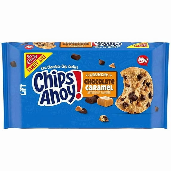 1x CHIPS AHOY! Crunchy Chocolate Caramel Chocolate Chip Cookies, Family ...
