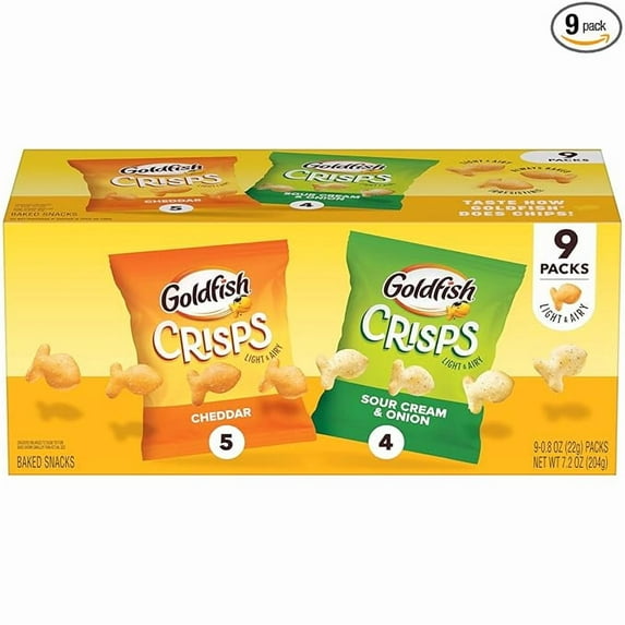1x Goldfish Crisps Baked Chip Crackers Variety Pack, 0.8 Oz Snack Packs ...
