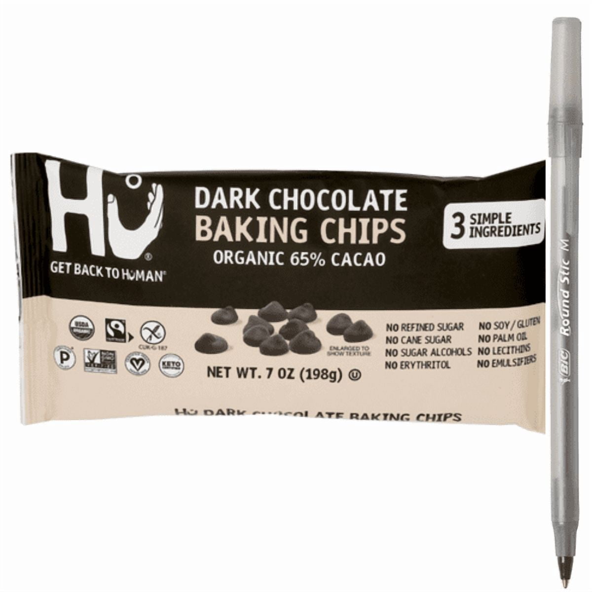 1x Hu Organic 65% Cacao Dark Chocolate Baking Chips with pan - Walmart.com