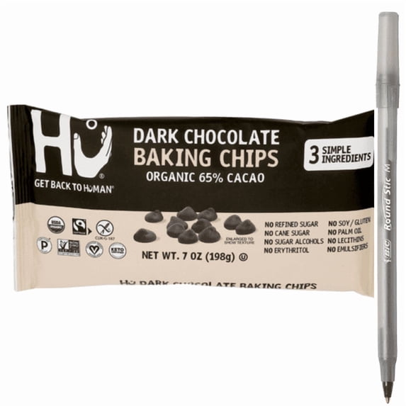 1x Hu Organic 65% Cacao Dark Chocolate Baking Chips with pan - Walmart.com