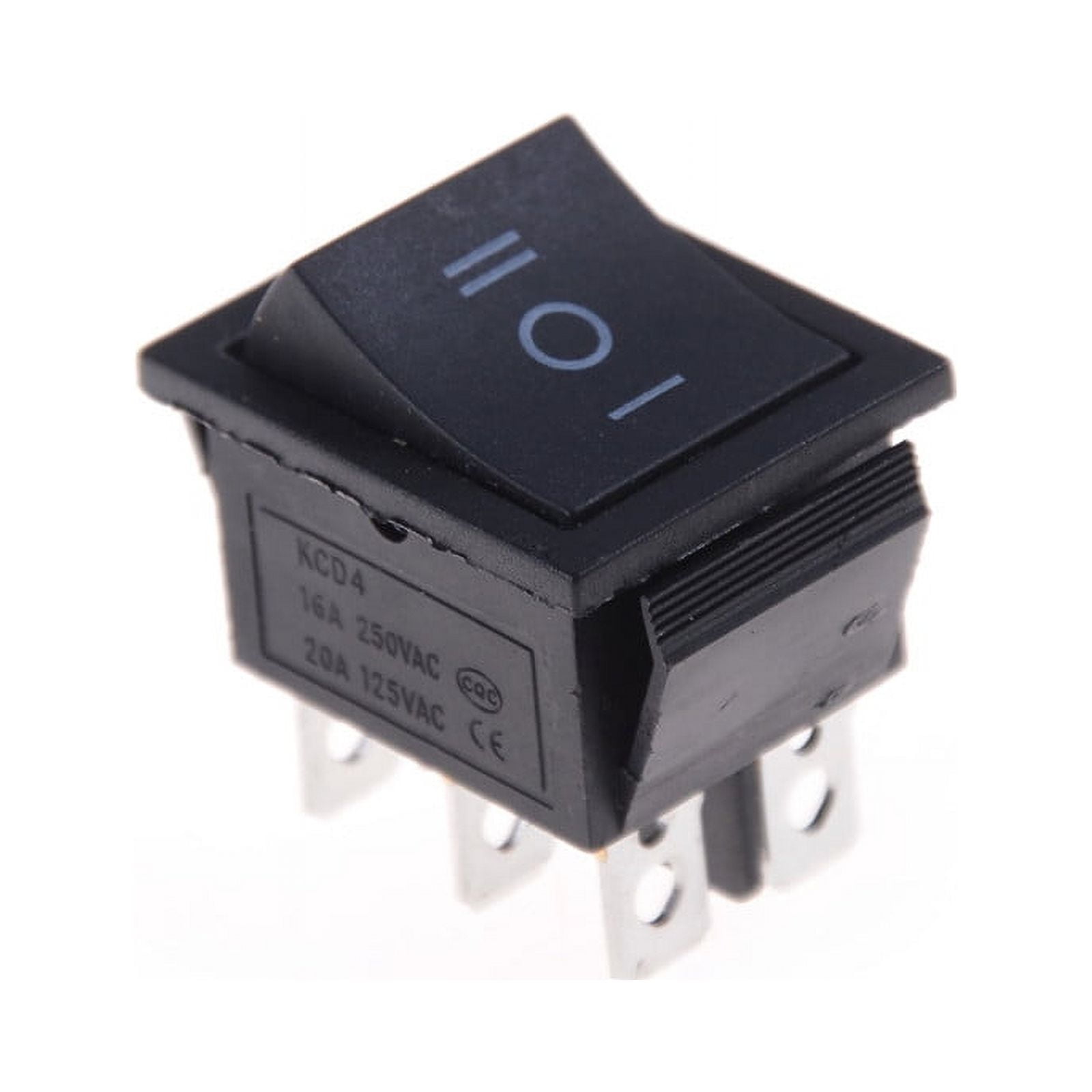 1x KCD4 Rocker Switch Black DPDT ON/OFF/ON 6 PIN 16A/250VAC 20A/125VAC ...
