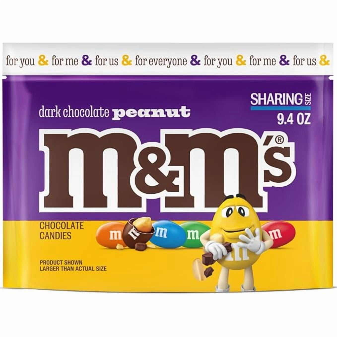 1x M&M'S Peanut Dark Chocolate Candy, Sharing Size, 9.4 oz Resealable ...