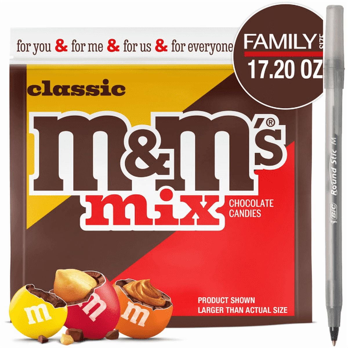 1x M&M's Classic Mix Chocolate Candy Assortment, Family Size with pan ...