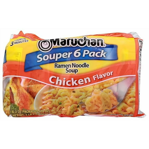 1x Maruchan Ramen Noodles Chicken Flavor, 3 Ounce, 6 Count (Pack of 1 ...